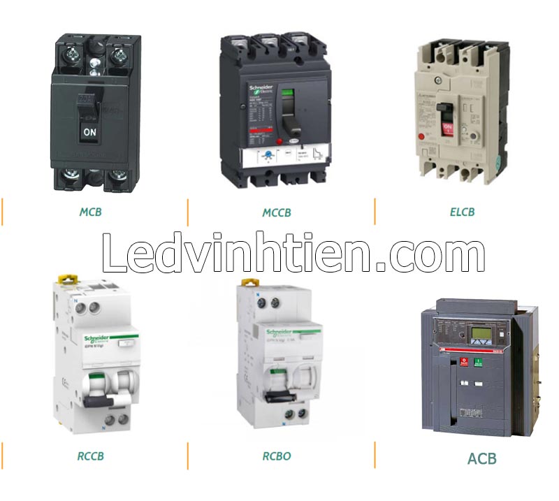 Phân biệt MCB, MCCB, RCCB, RCBO, ELCB, MPCB, ACB, VCB
